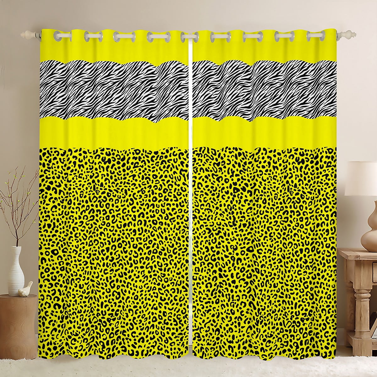 Manfei Cheetah Print Blackout Curtains Set of 2 (52x84 Each),Jungle ...
