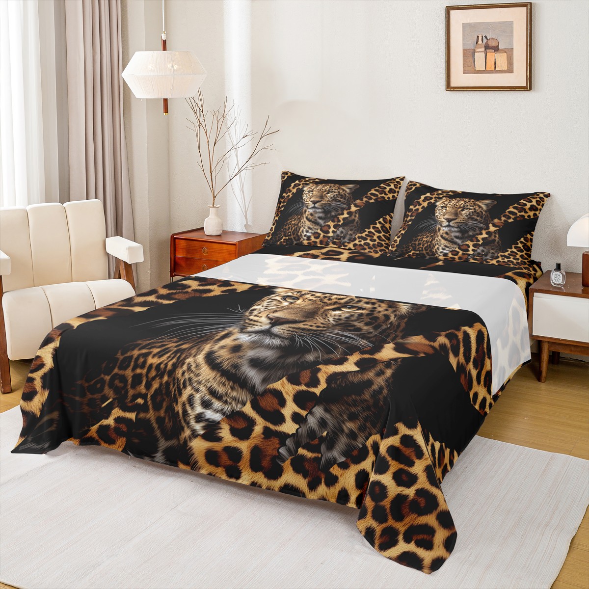 Manfei Cheetah Twin Sheet Sets,Wild Animal Twin Fitted Sheet,Leopard ...