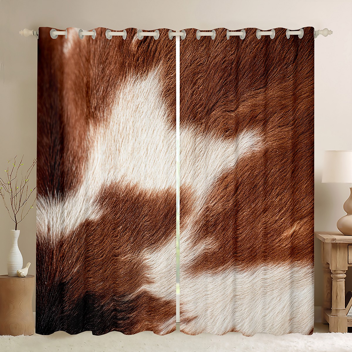 Manfei Chic Cow Print Black Out Curtains for Adult, Rustic Farmhouse ...
