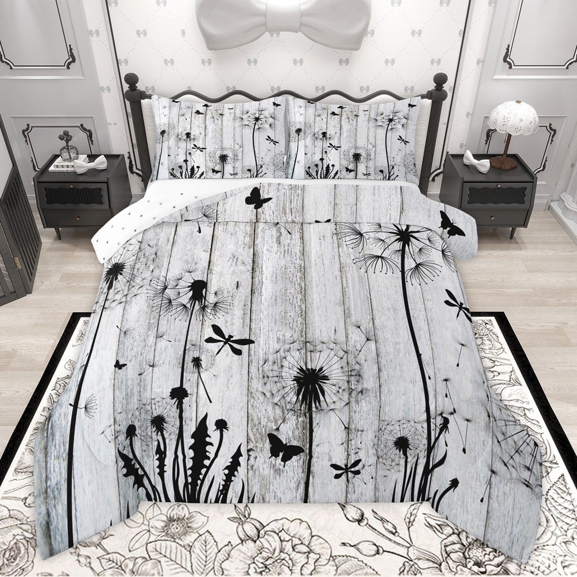Manfei Chic Flower Dandelion Boy Girl 3 Pieces Queen Comforter Set ...