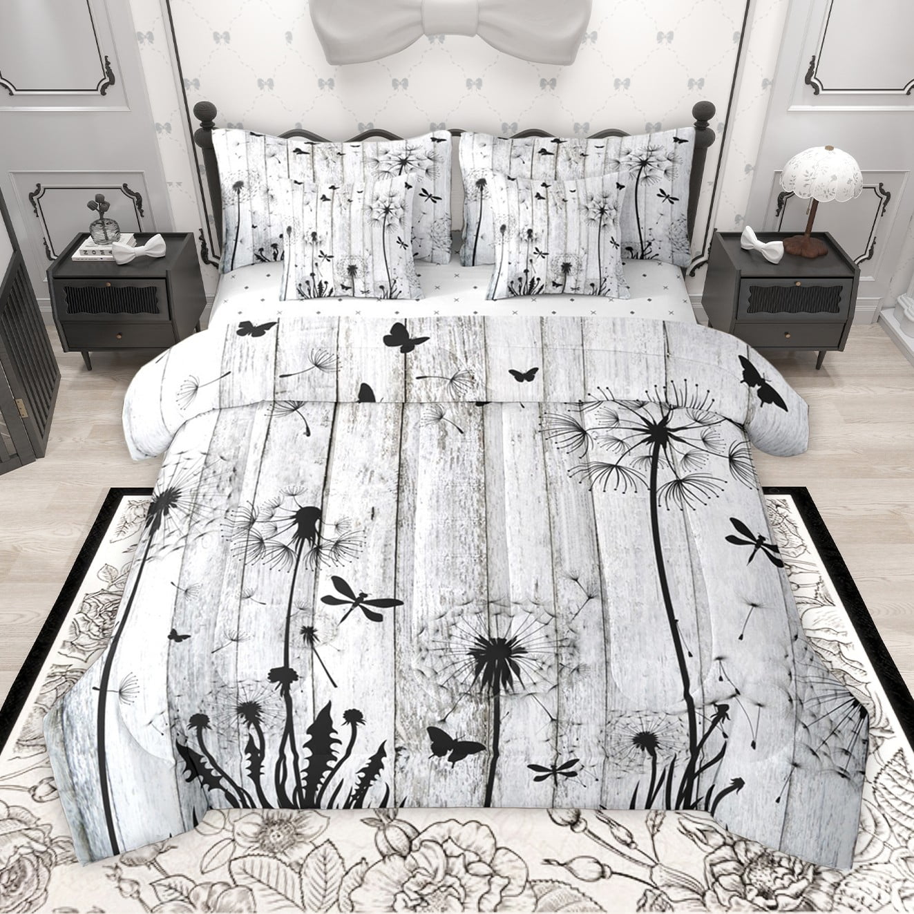 Manfei Chic Flower Dandelion Boy Girl 7pcs Bedding Comforter Set,Flying ...