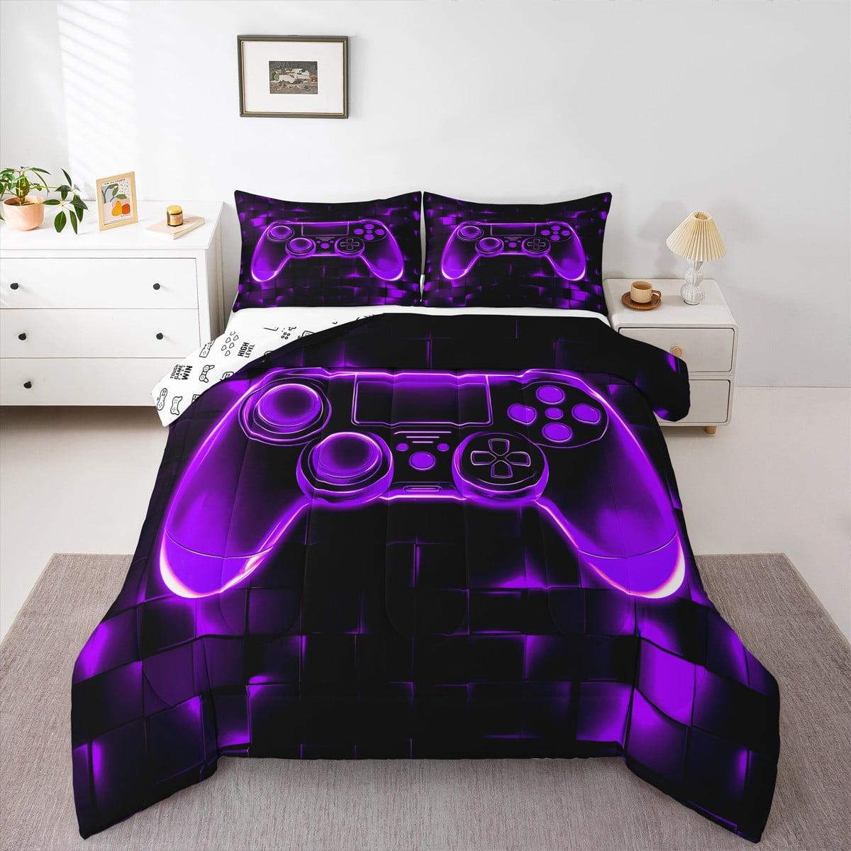 Manfei Chic Game Console Comforter Sets Full Size, Modern Video Game ...