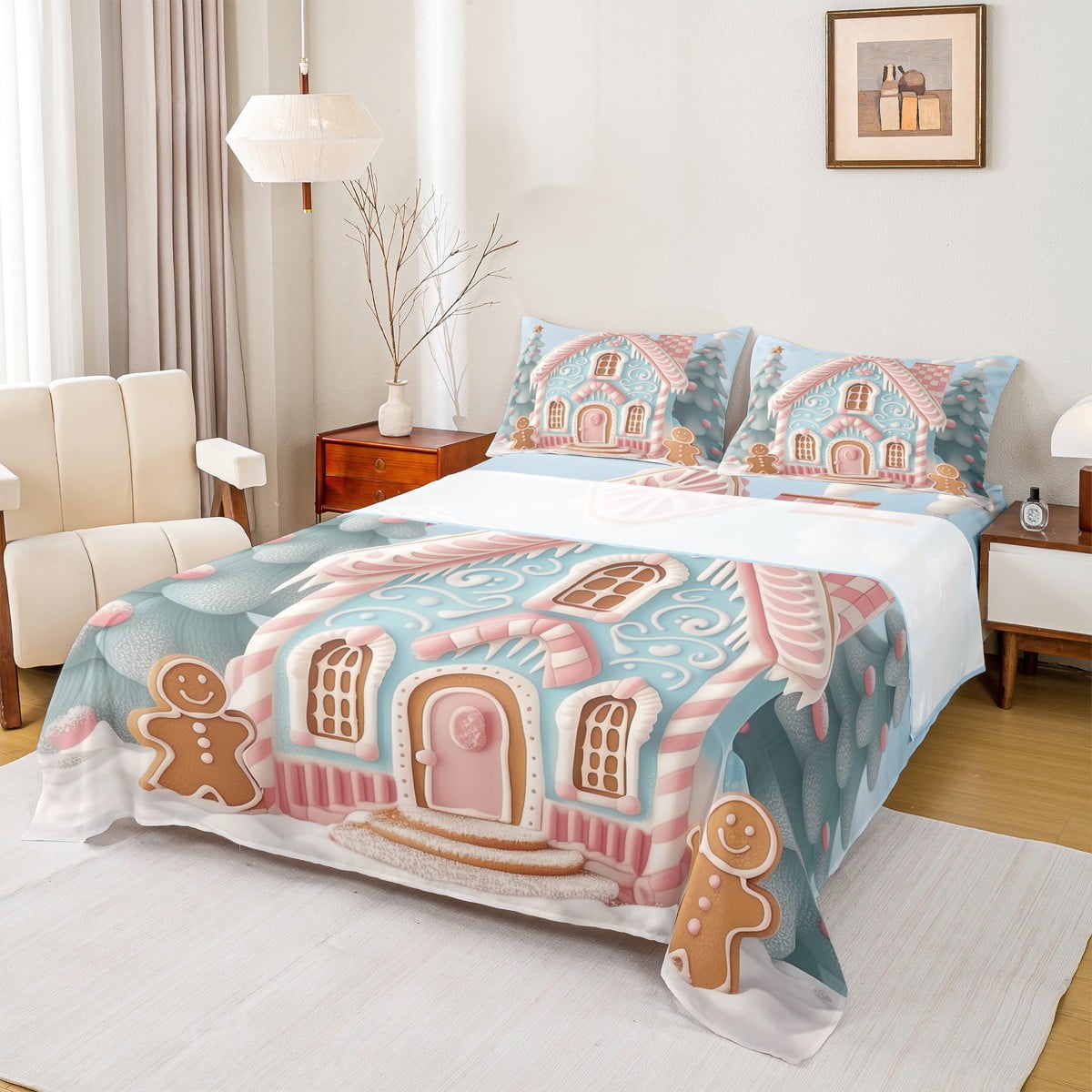 Manfei Chic Gingerbread House Twin Sheet Sets,Tairy Tale Princess Twin ...