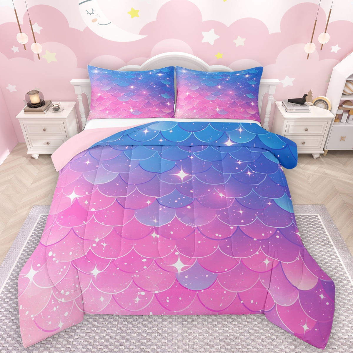 Manfei Chic Mermaid Print Bedding Comforter Set,Sea Ocean Animal Twin ...