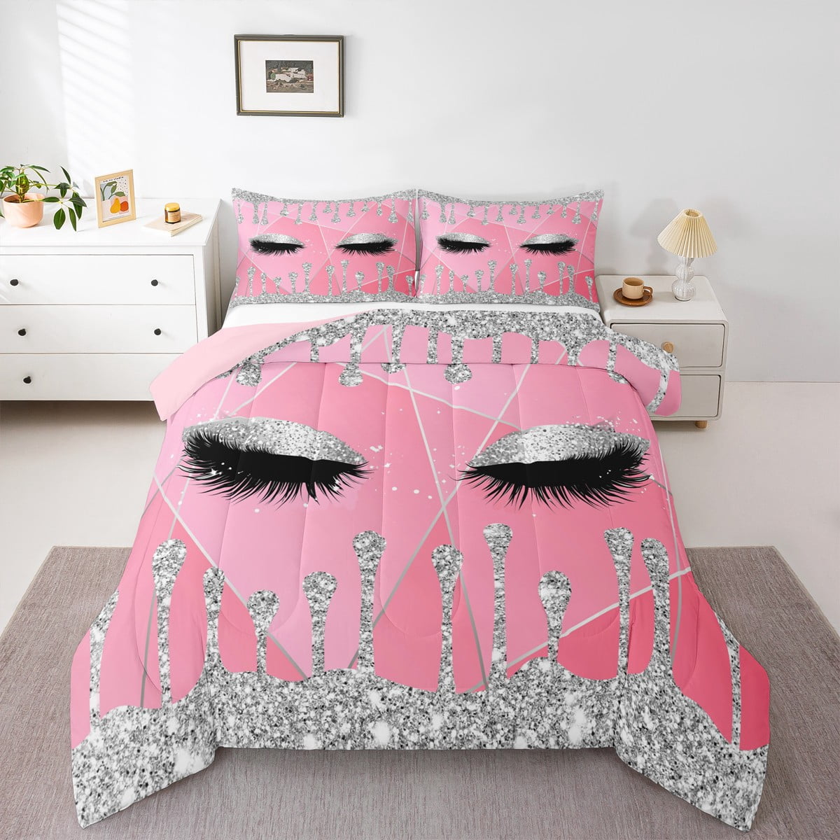 Manfei Chic Sequin Print Full Size Comforter Sets,Abstrat Eyes Diamond ...