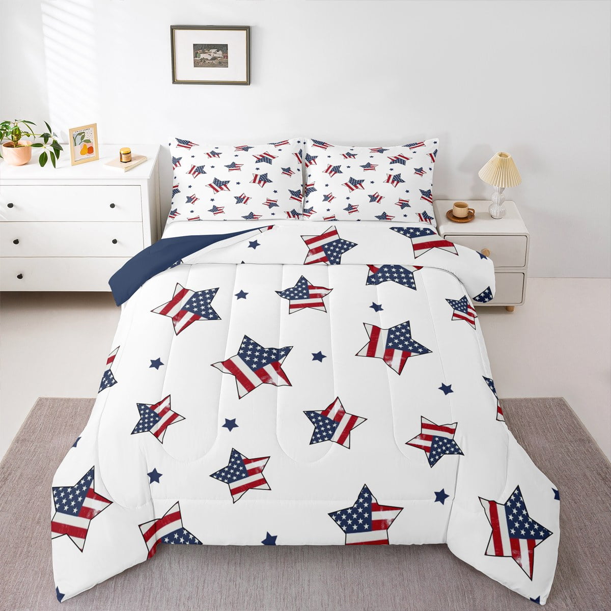 Manfei Chic Stars Bedding Twin Comforter Set,American Flag Print Down ...