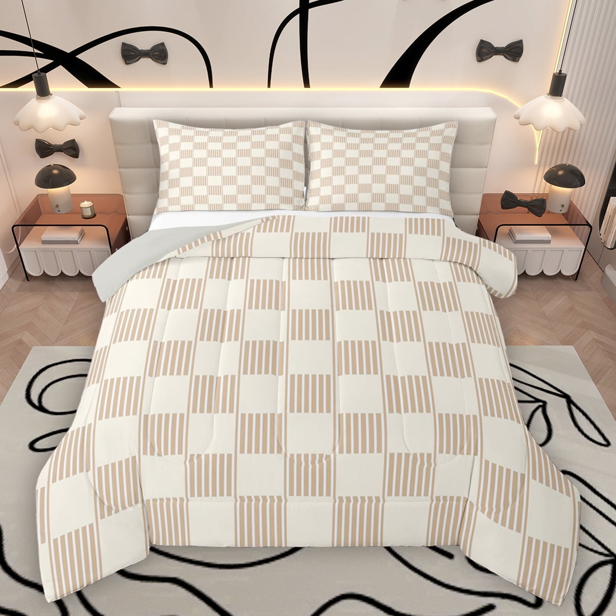 Homewish Chic Wheat Abstract Queen Comforter Set for Teen, Fashion ...
