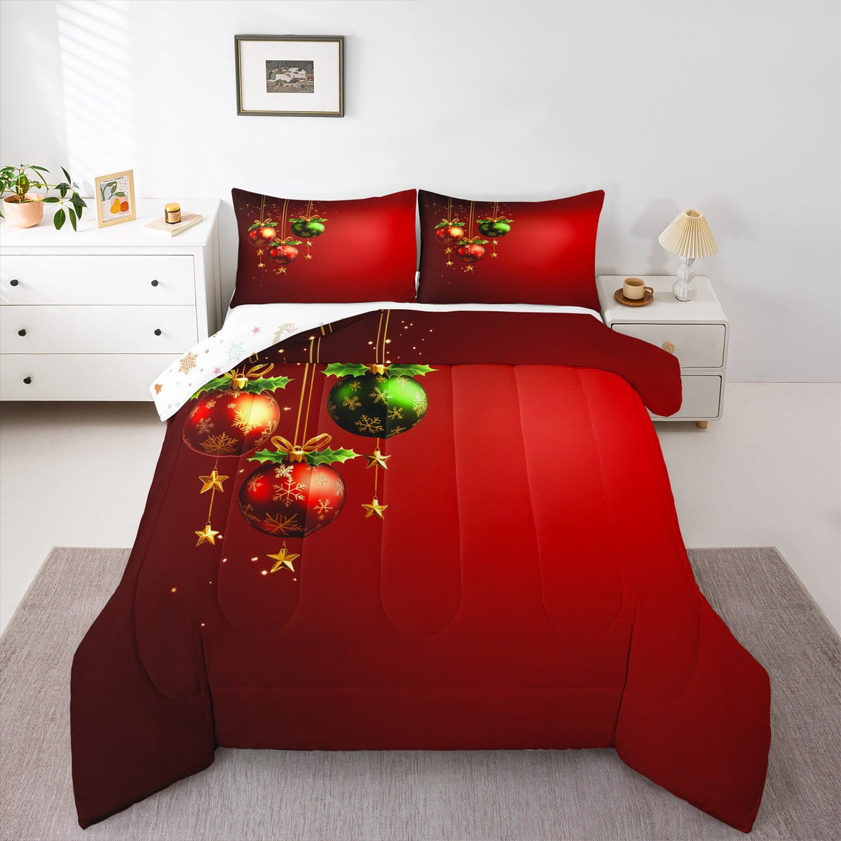 Manfei Chic Xmas Ball Bedding Comforter Set,Merry Christmas Twin ...