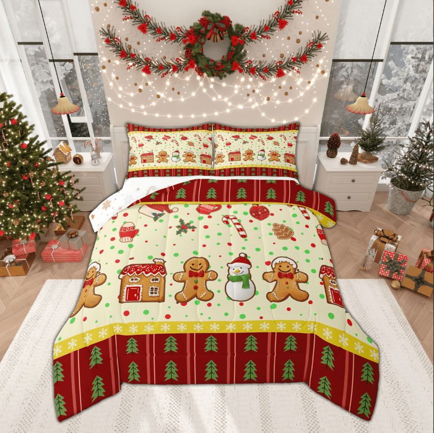 Manfei Child Gingerbread Man Bedding Comforter Set, Yellow Red Cartoon ...