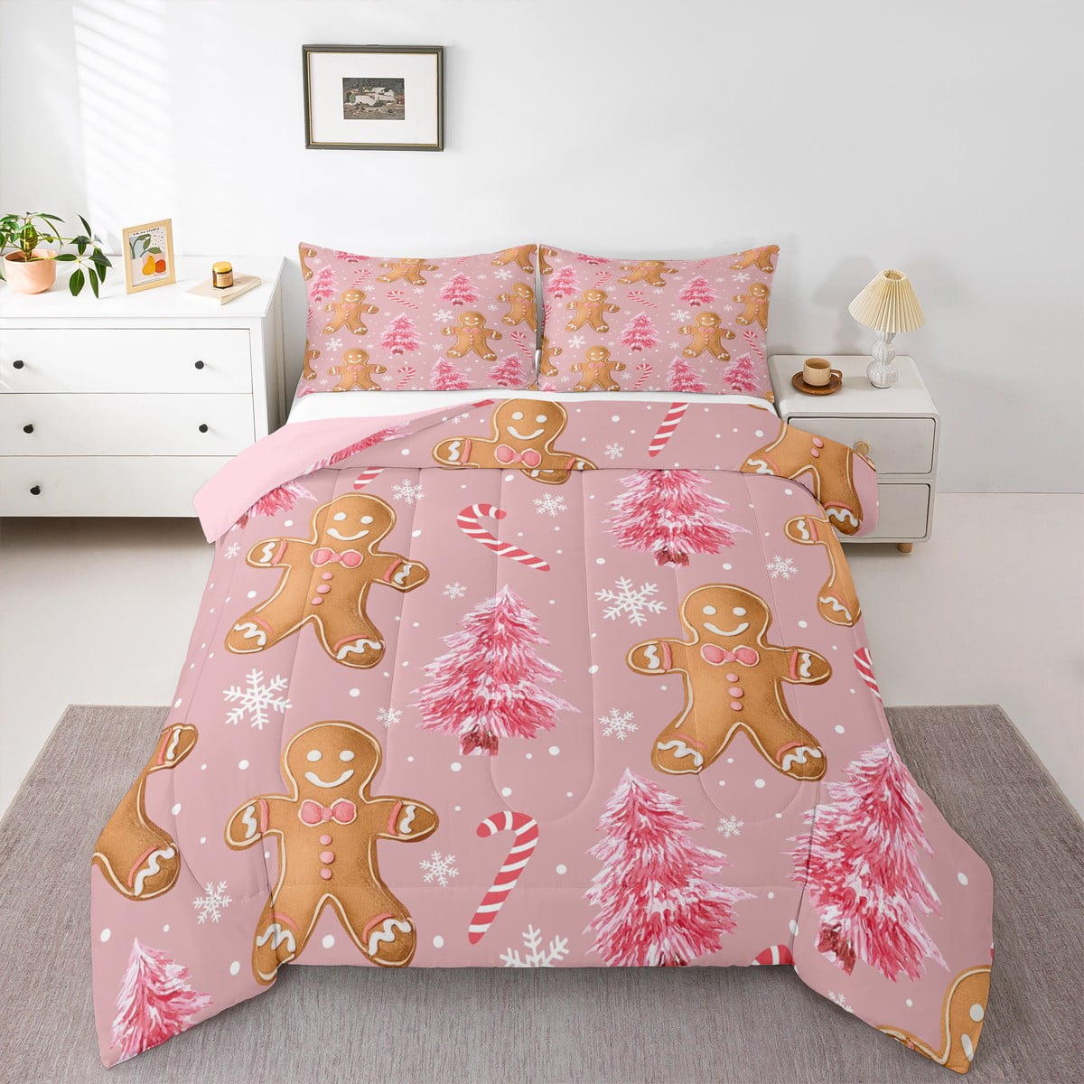 Manfei Christmas Dessert Child Queen Comforter Set, Kawaii Snowflake ...