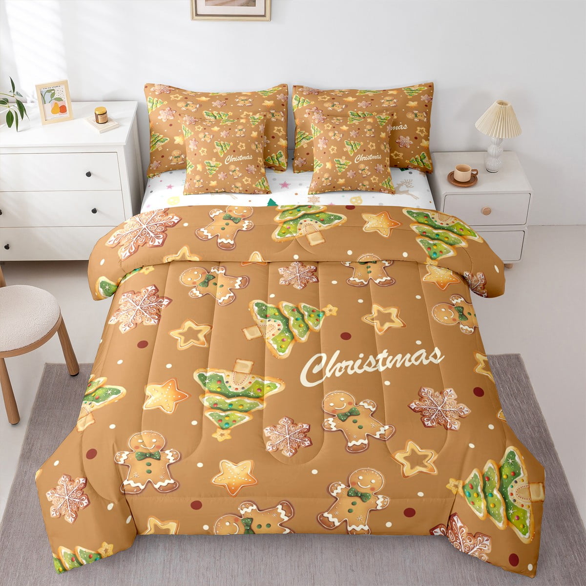 Manfei Christmas Gingerbread Man 7-Piece Bedding Comforter Set,Merry ...