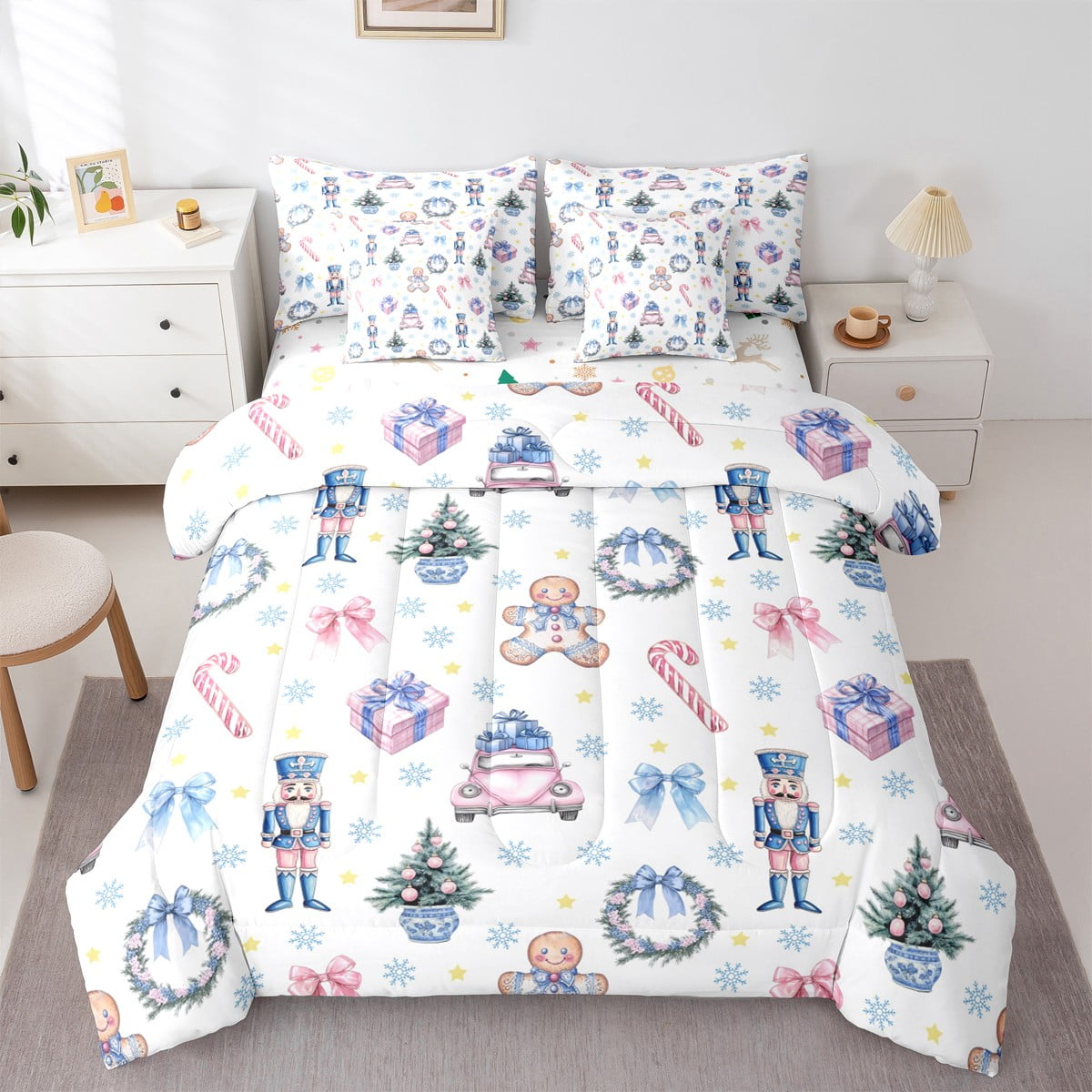 Manfei Christmas Nutcracker Bedding Comforter Set 7 Pieces, Western ...