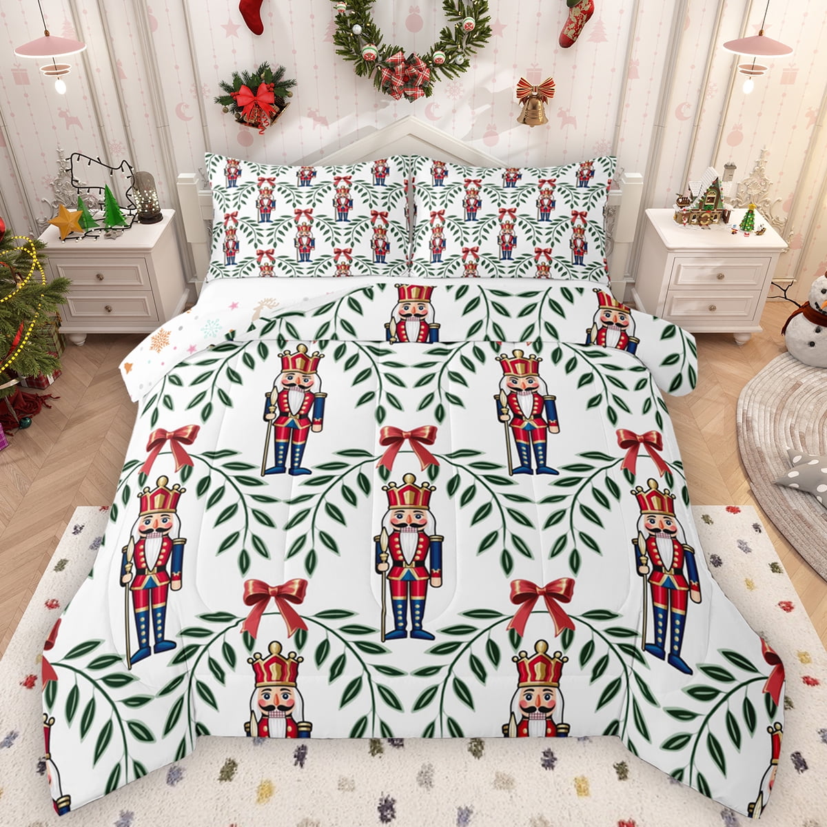 Manfei Christmas Nutcracker Soldier Full Size Comforter Sets,Rustic ...