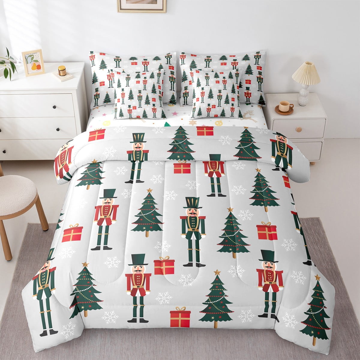 Manfei Christmas Nutcraker Soldier 7 Pieces Bedding Comforter Set,Merry ...