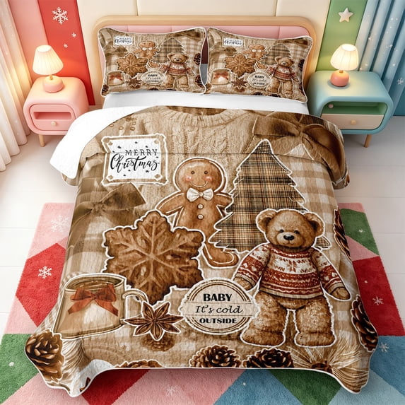 Manfei Christmas Rustic Checkered Bed Spread Queen,Classic Farmhouse ...