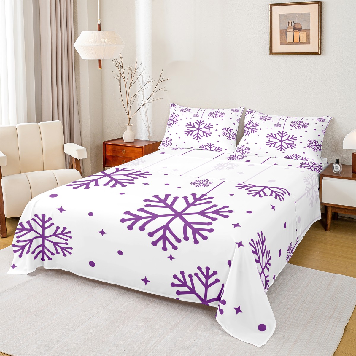 Manfei Christmas Snowflake Child Full Size Sheets, Happy New Year Bed ...