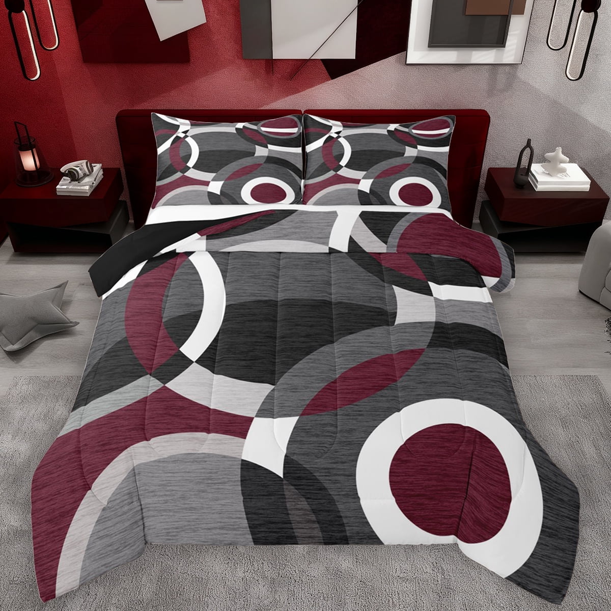 Manfei Circular Dots Full Size Comforter Sets,Modern Geometric Bedding ...