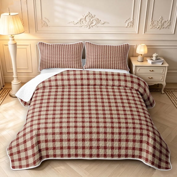 Manfei Classic Checkered Quilt Full,Rustic Plaid Full Bedspread Sets ...