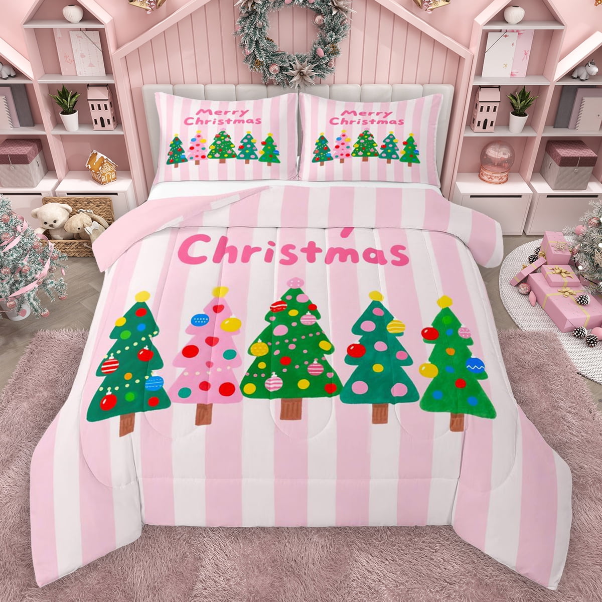 Manfei Colorful Christmas Ball Queen Comforter Set,Green Xmas Tree ...