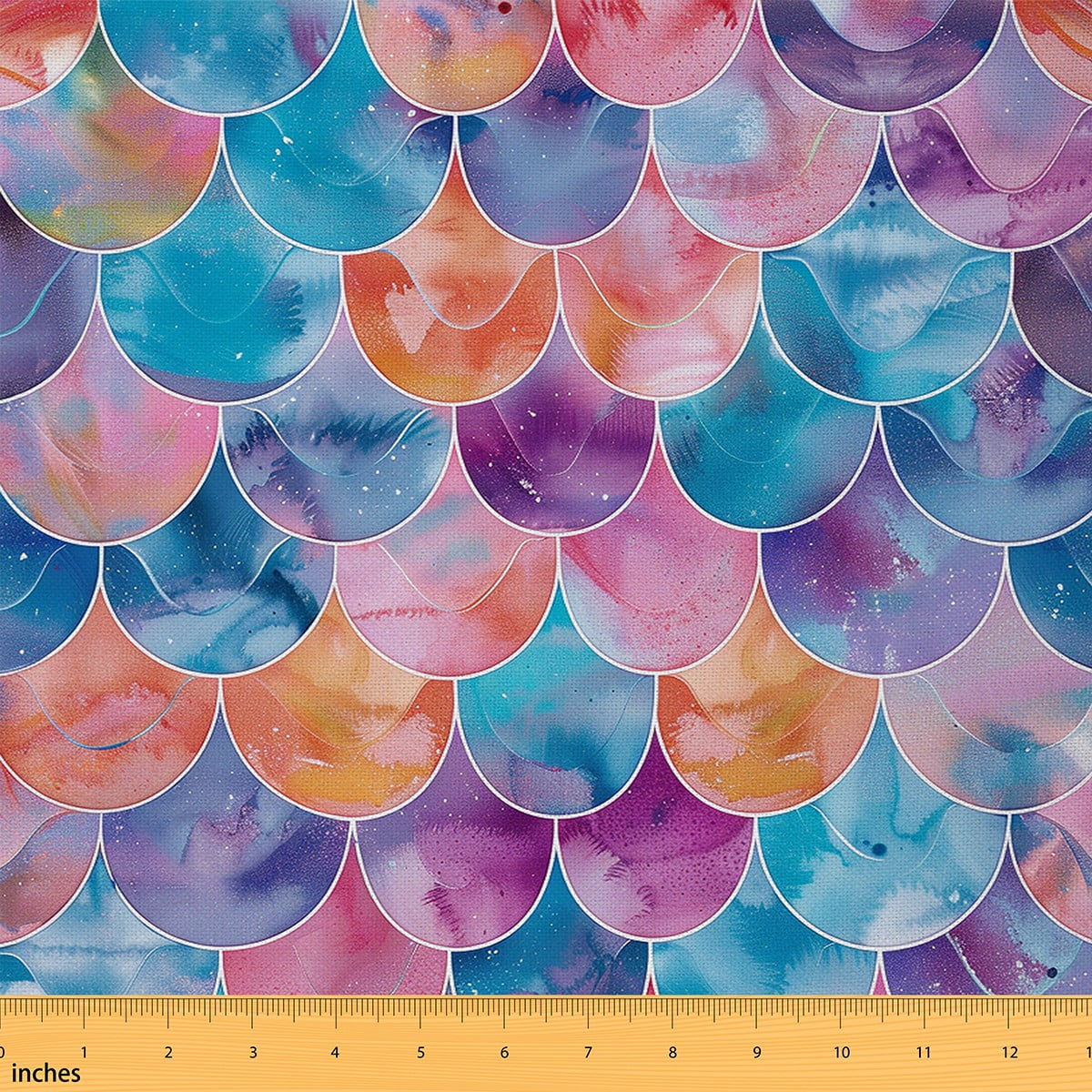 Manfei Colorful Fish Scales Fabric by the Yard (1 Yard) for Girls ...