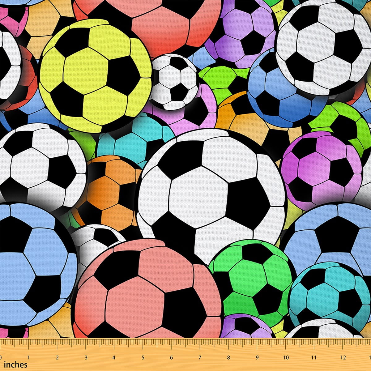 Manfei Colorful Football Fabric by the Yard (1 Yard), Soccer Sport ...
