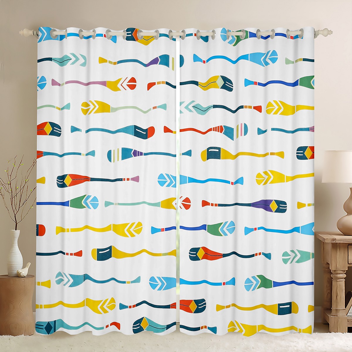 Manfei Colorful Paddle Curtains and Drapes,Sailboat Ship Black Out ...