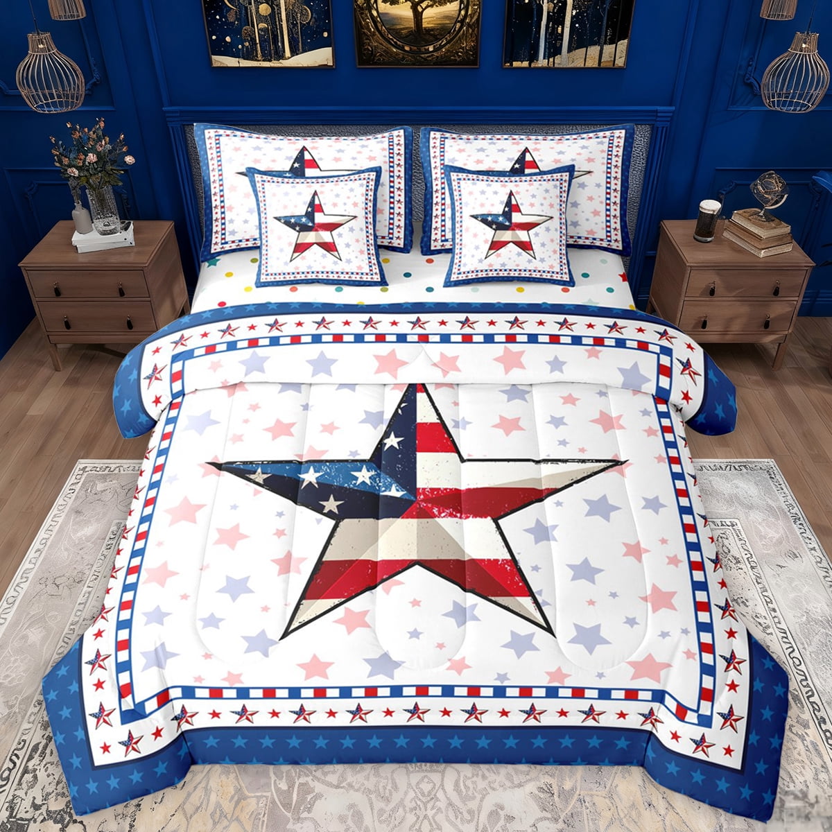 Manfei Colorful Stars Pattern 7-Piece Twin Bedding Sets,American Texas ...
