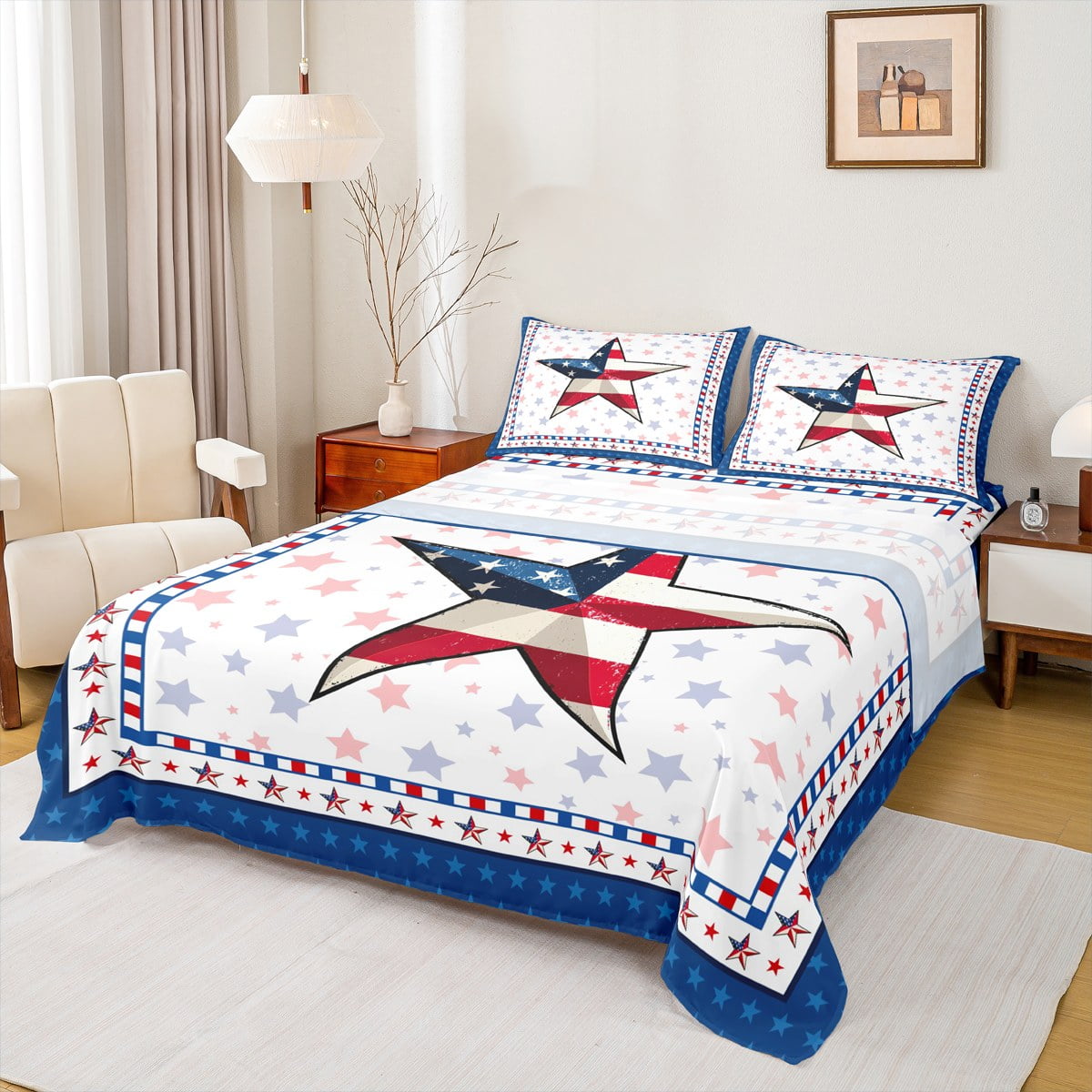 Manfei Colorful Stars Pattern Full Size Sheets,American Texas Stars Bed ...