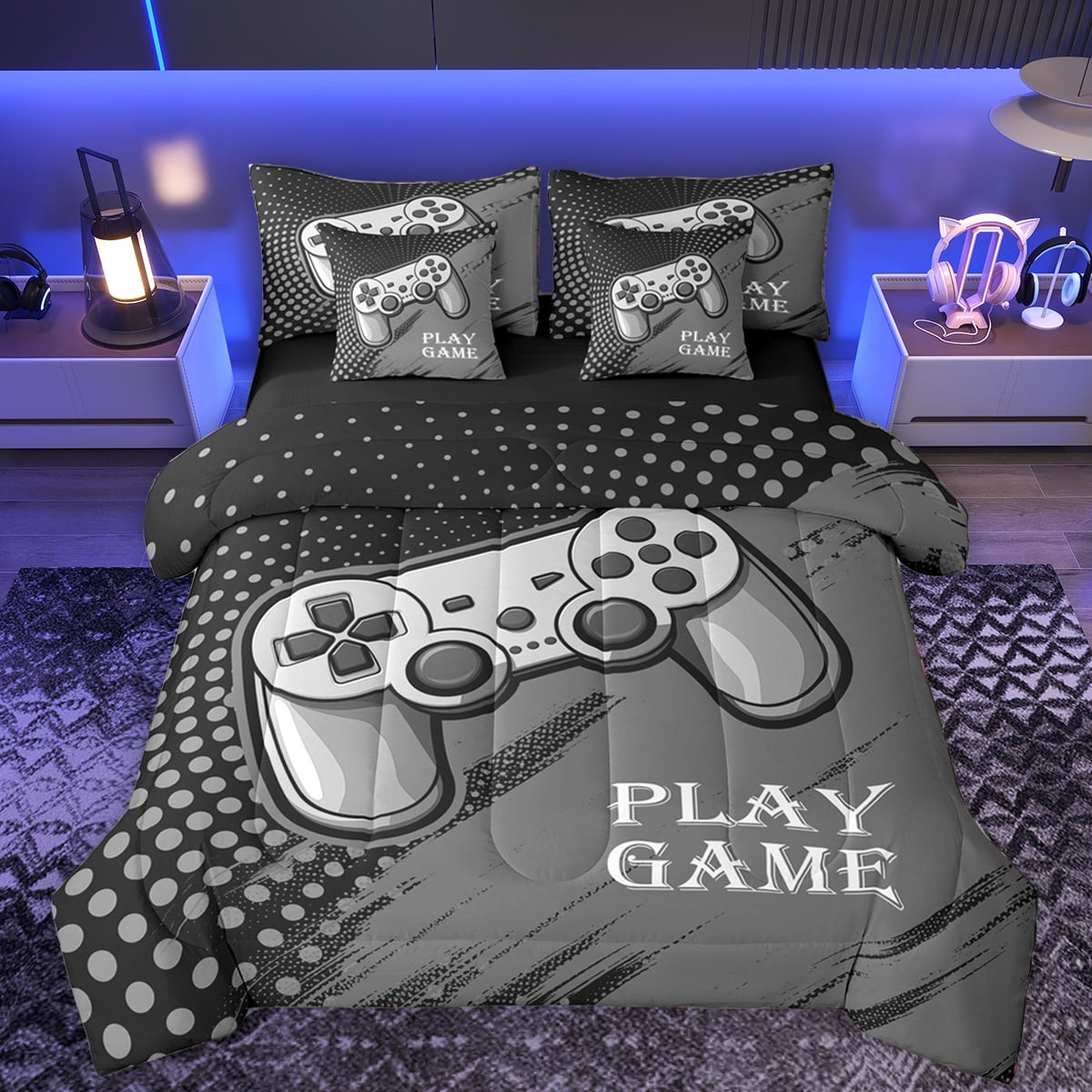 Manfei Console Gamer 7-Piece Twin Bedding Sets,Modern Video Game ...