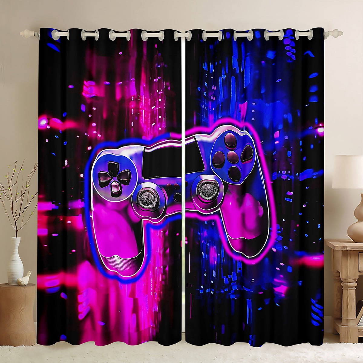 Manfei Console Gaming Blackout Curtains Set of 2 (52x84 Each),Gamepad ...