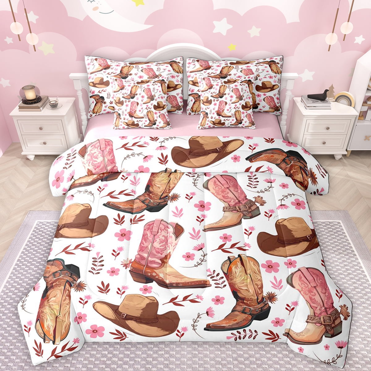 Manfei Cool Western Cowgirl 7-Piece Bedding Comforter Set,Boho Cowboy ...
