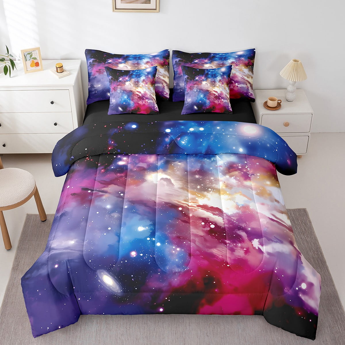 Manfei Corlorful Starry Sky Bedding Sets King Size, Mystic Galaxy Bed ...