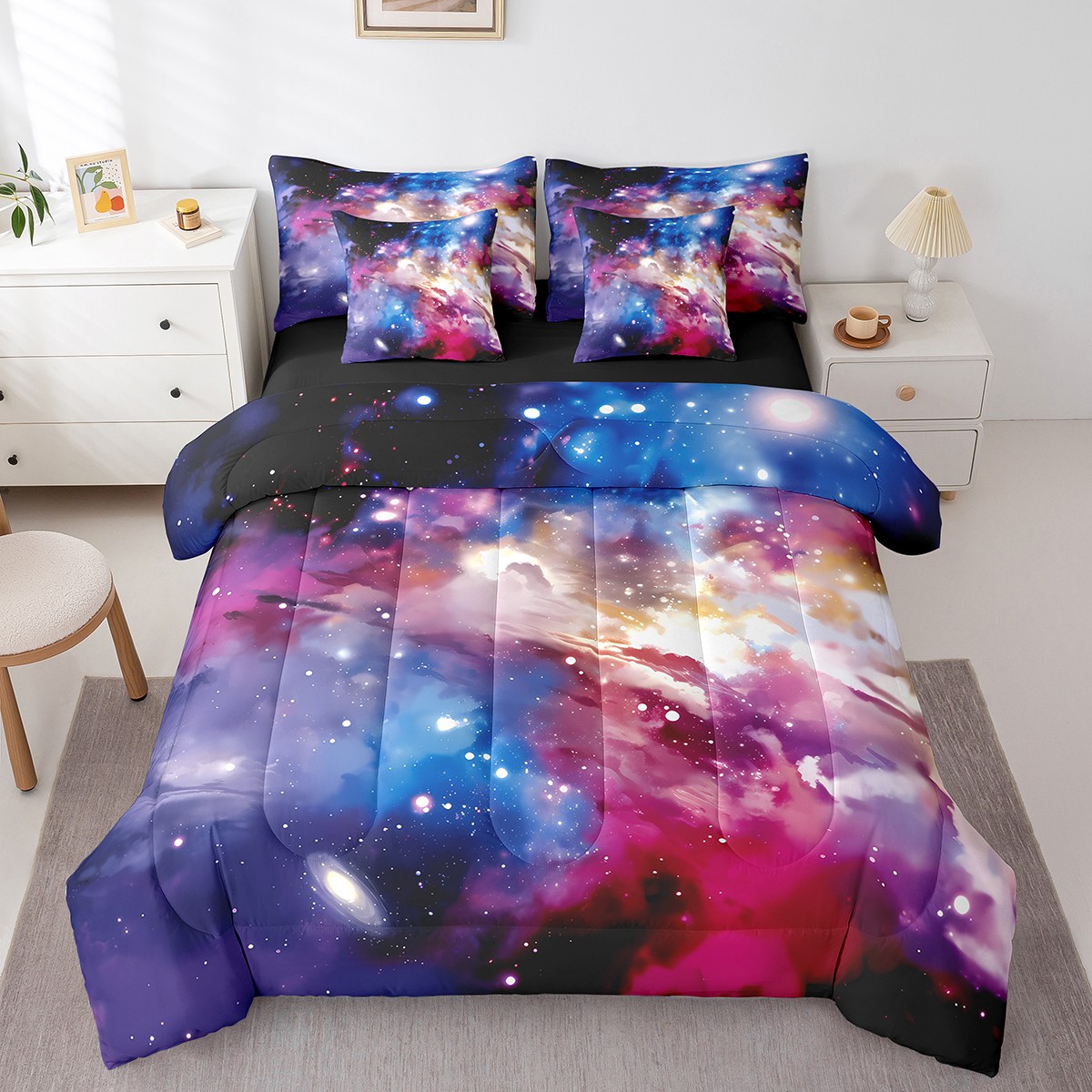 Manfei Corlorful Starry Sky Bedding Sets Twin Size, Mystic Galaxy Bed ...