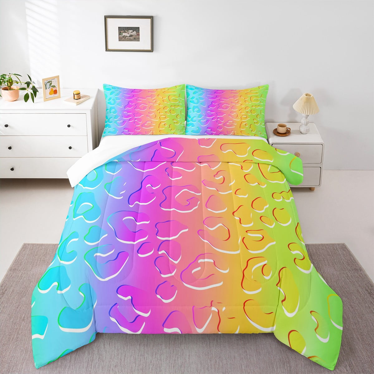 Manfei Cow Print 3pcs King Size Comforter Sets,Abstract Gradient ...