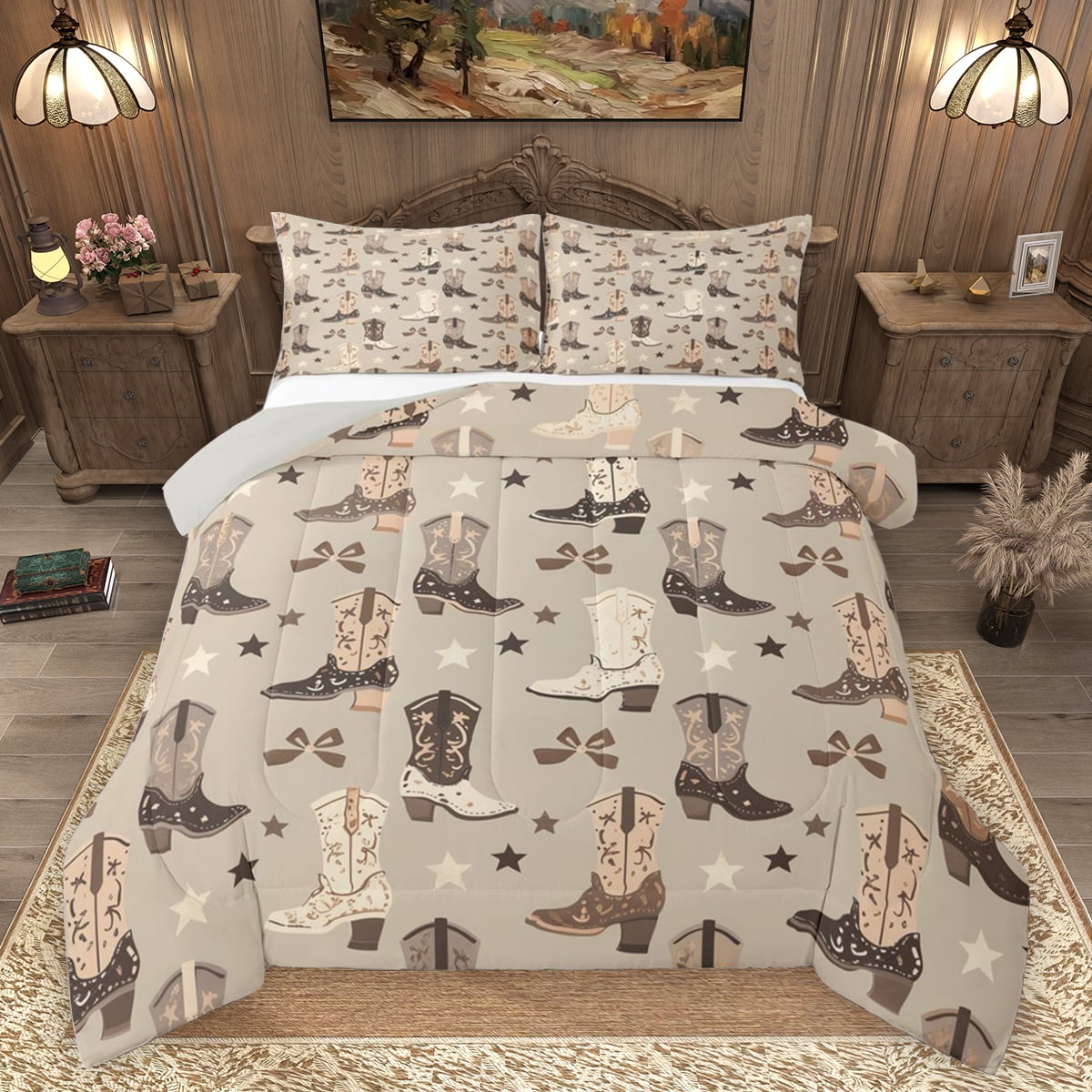 Homewish Cowgirl Boot Hat Full Size Comforter Sets for Kids, Western ...