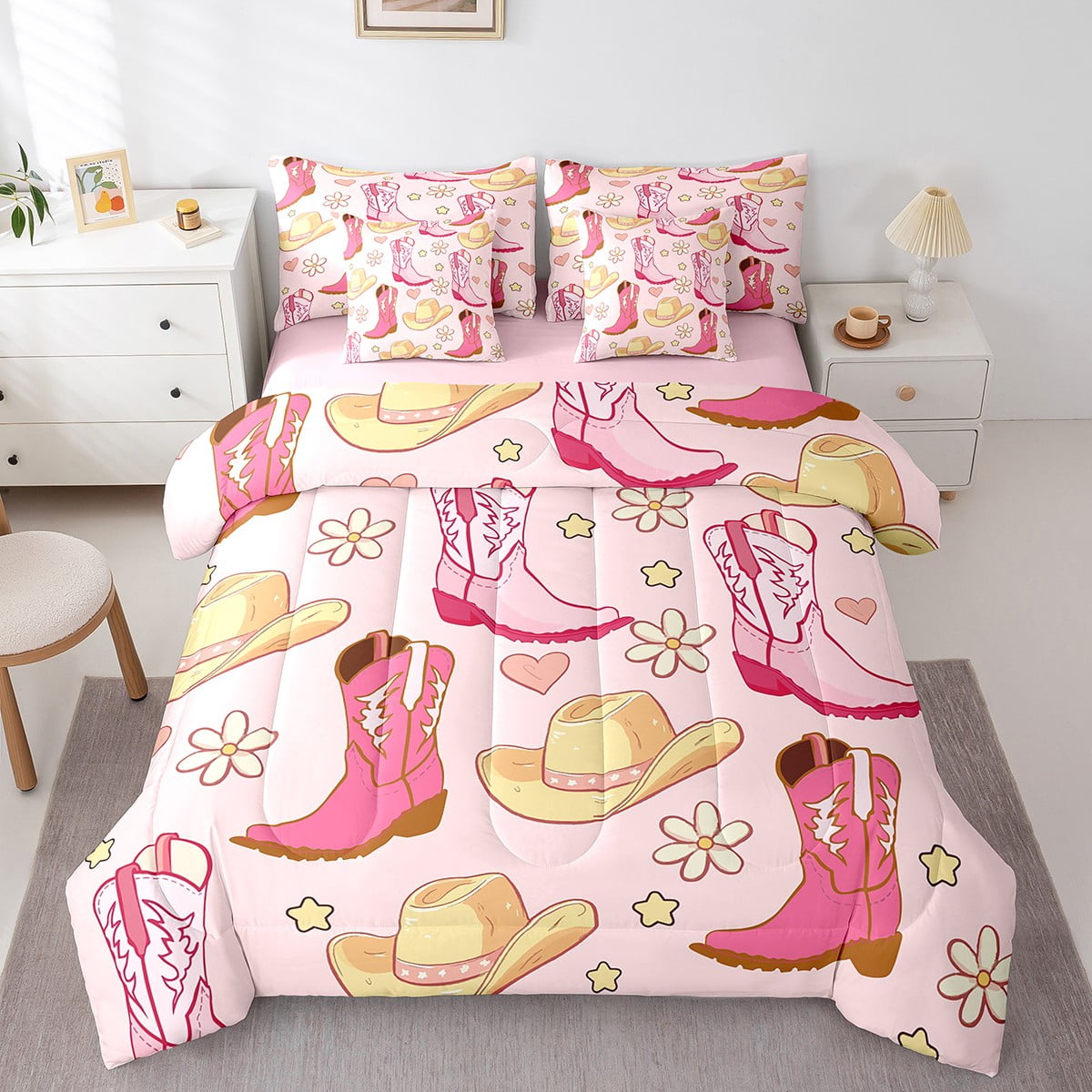 Manfei Cowgirl Hat Bedding Sets Full Size, Western Boot Bed in a Bag ...