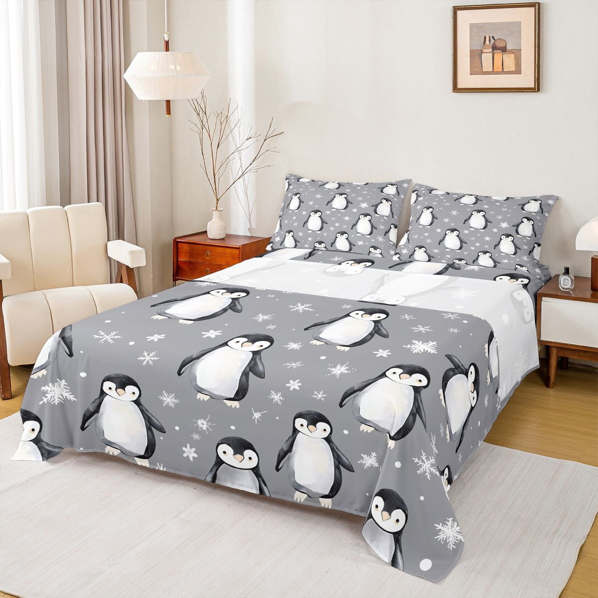 Manfei Cute Animal Penguin 4 Pieces Queen Sheet Sets for Boys Girls ...
