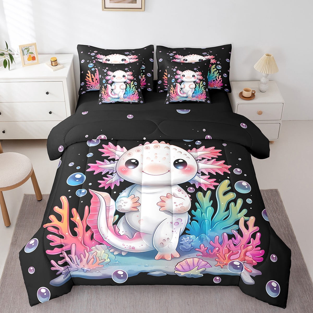 Manfei Cute Axolotl Bedding Full Size,Cartoon Animal Comforter Sets ...