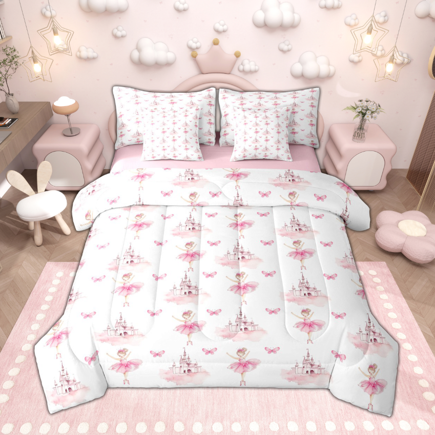 Manfei Cute Ballet Girl Twin Bedding Sets 7pcs, Princess Castle Bedding ...