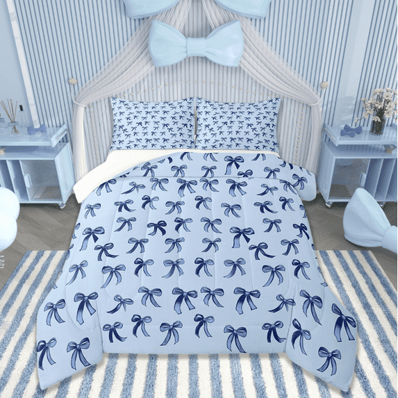 Manfei Cute Bowknot Full Size Comforter Sets,Girls Ribbon Bow Bedding ...