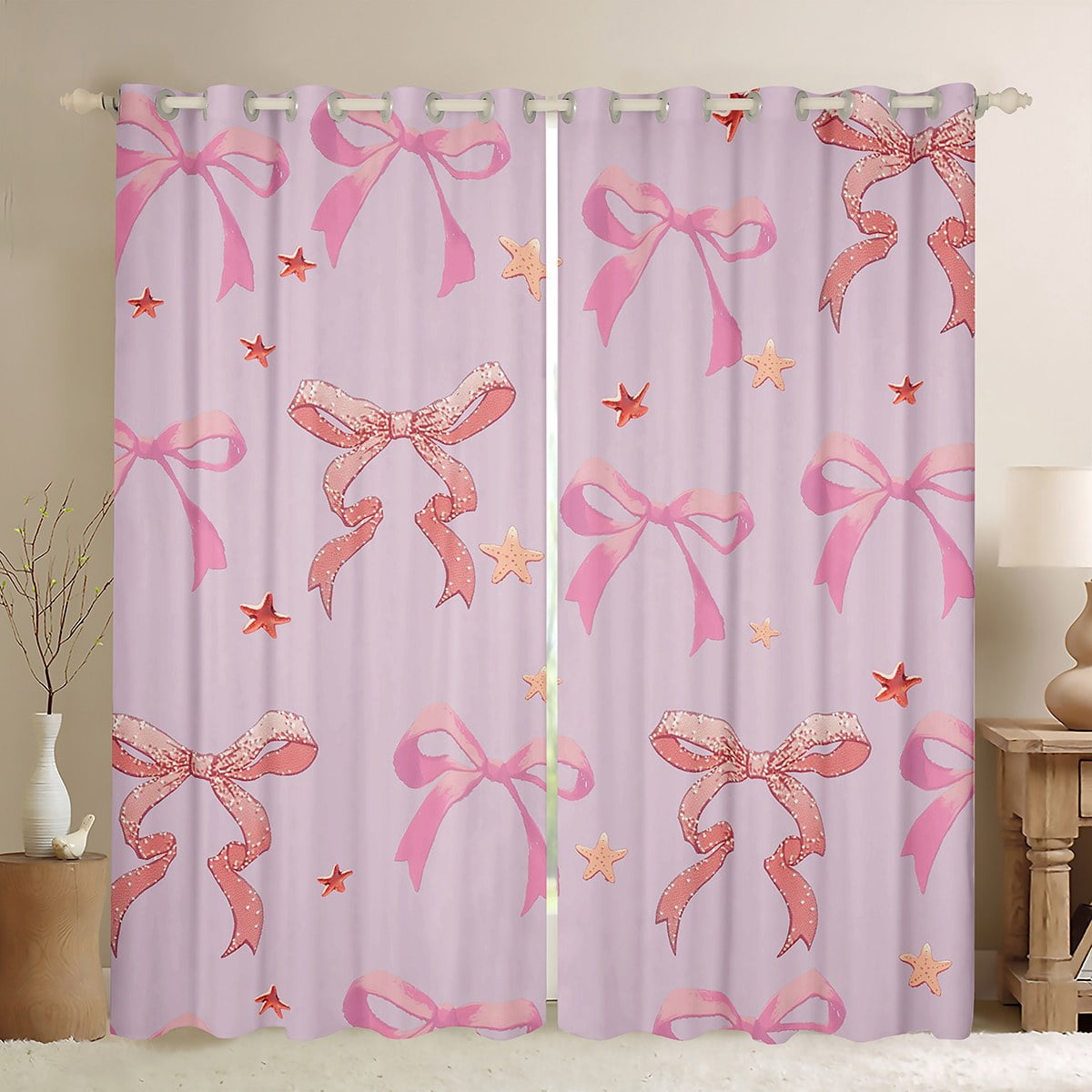 Manfei Cute Cartoon Bowtie Curtains Pack of 2 (42x84 Each),Cartoon ...