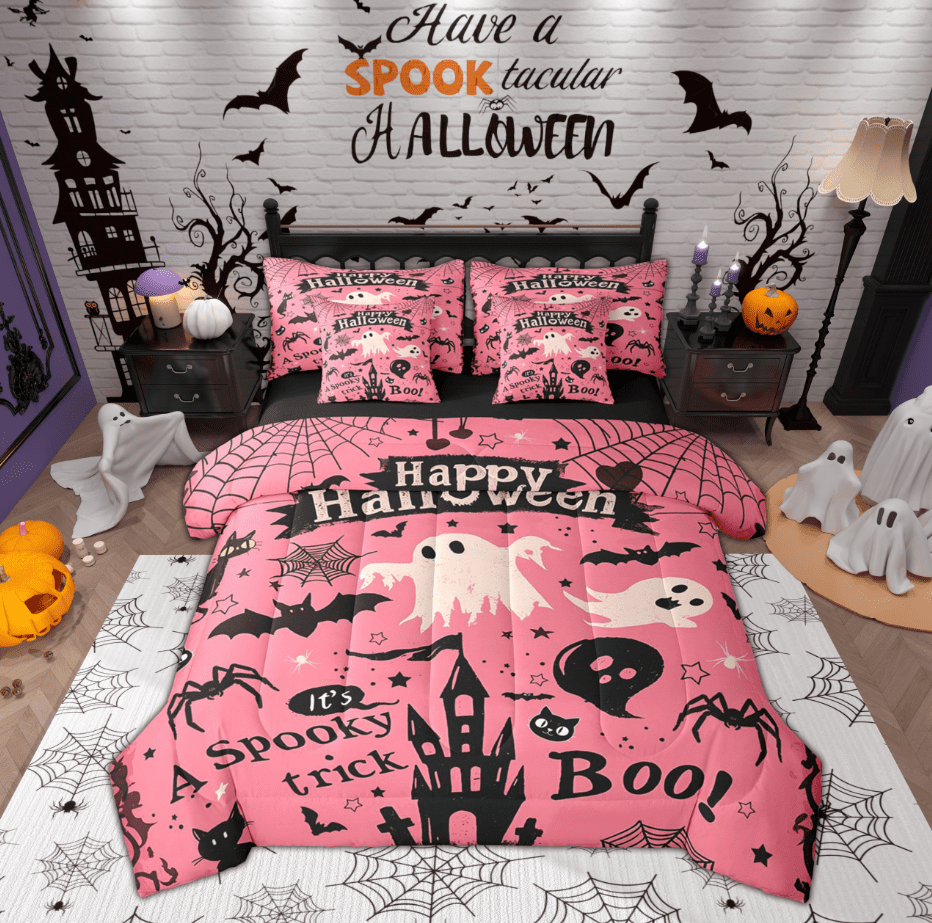 Manfei Cute Cartoon Ghost Bedding Comforter Set 7 Pieces, Spooky ...