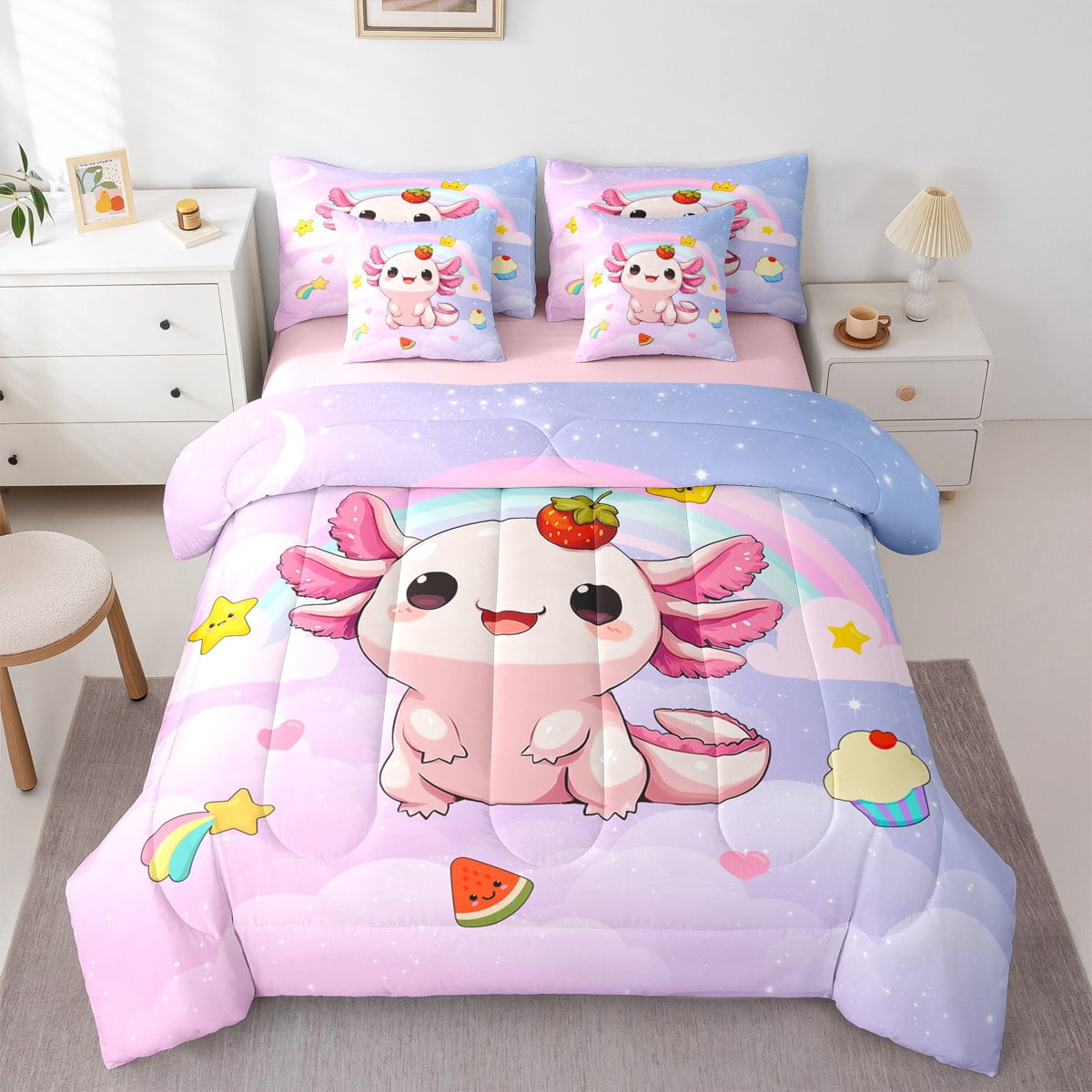 Manfei Cute Cartoon Salamander 7 Pieces Bedding Comforter Set,Rainbow ...