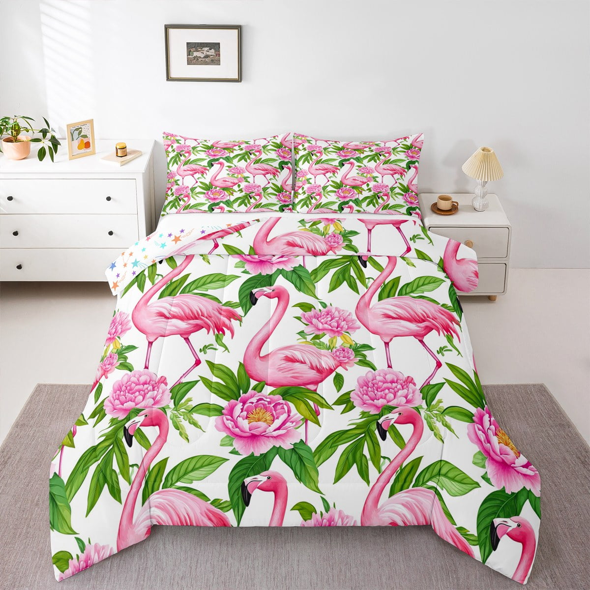 Manfei Cute Flamingo Full Size Comforter Sets,Jungle Animal Bedding ...