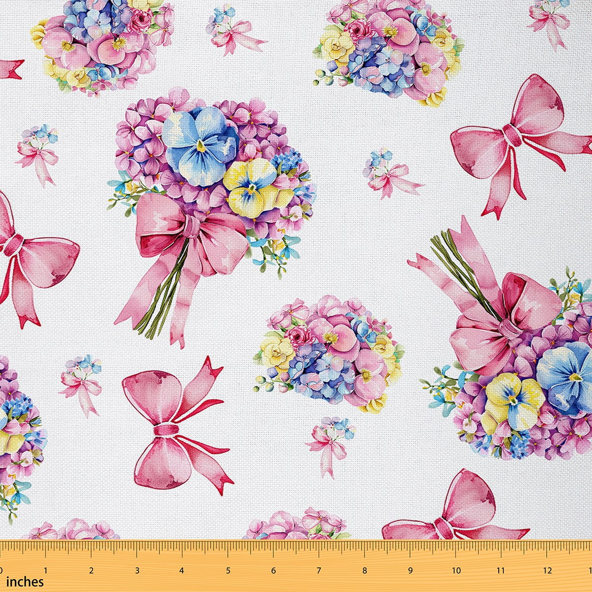 Manfei Cute Flower Bouquet Fabric by the Yard (1 Yard), Dreamy Bowknot ...