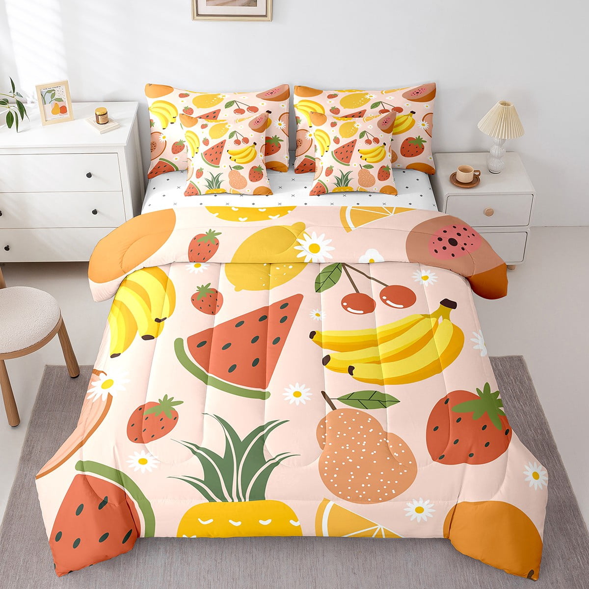 Manfei Cute Fruit Bed in a Bag Twin Size,Watermelon Strawberry Banana ...