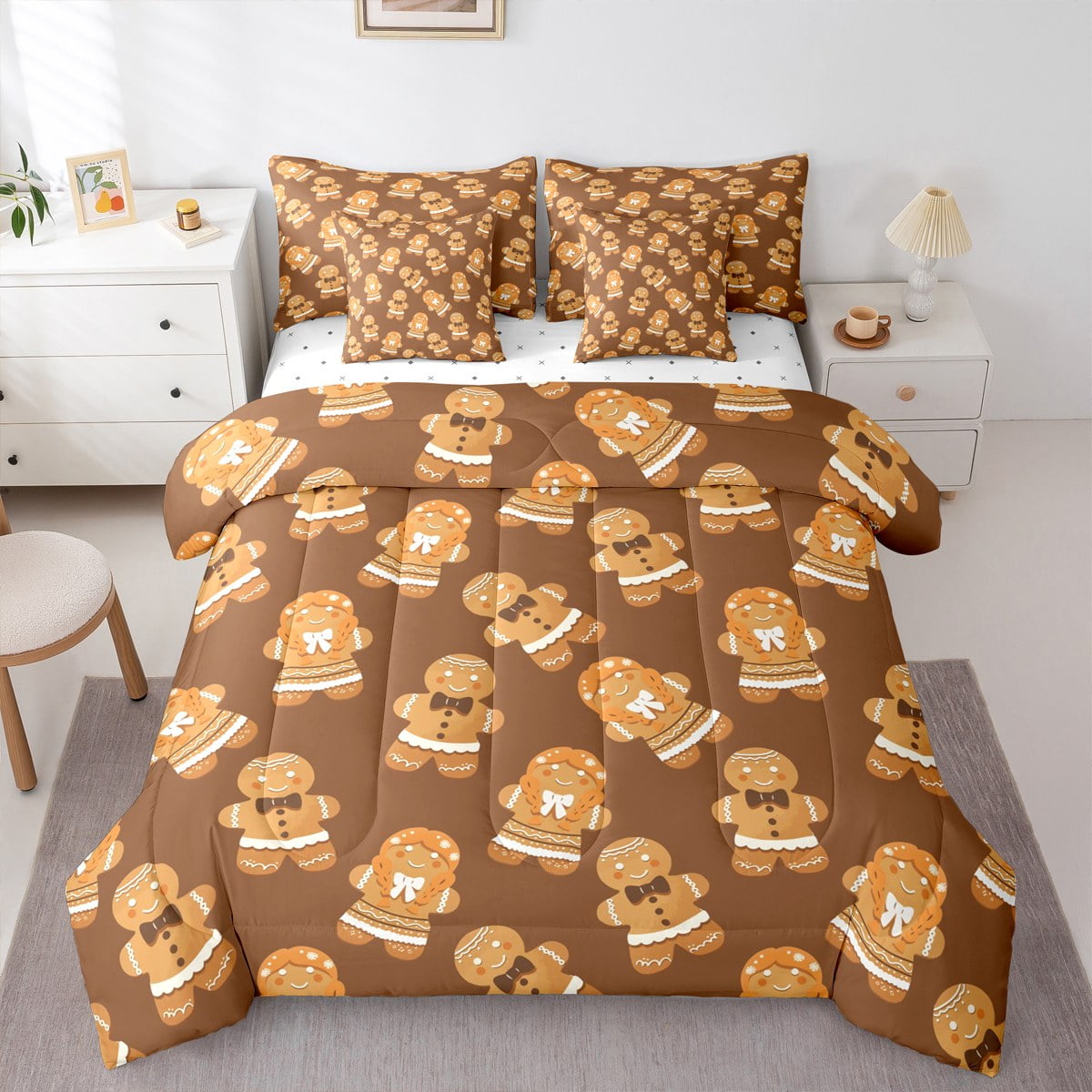 Manfei Cute Gingerbread Man Bedding Comforter Set 7pcs, Western ...