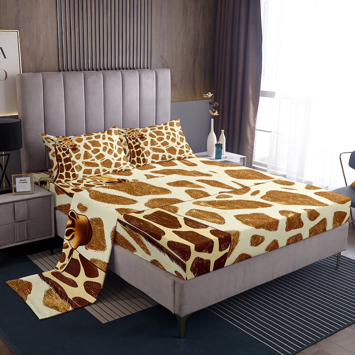 Manfei Cute Giraffe Twin Sheet Sets,Zoo Animal Twin Fitted Sheet,Wild ...