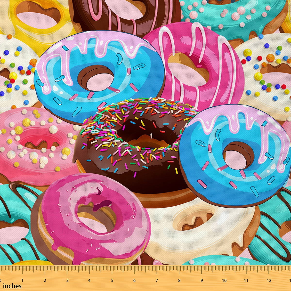 Manfei Cute Kawaii Donut Fabric by the Yard (3 Yards) for Kids Girls ...