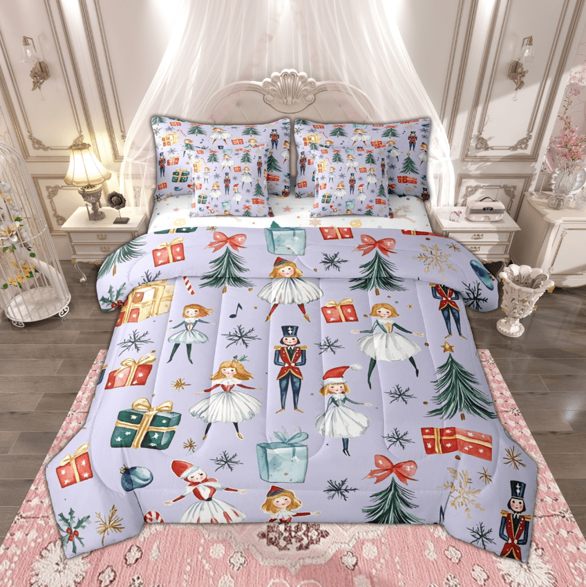 Manfei Cute Nutcracker Bedding Comforter Set 7pcs for Kids, Christmas ...